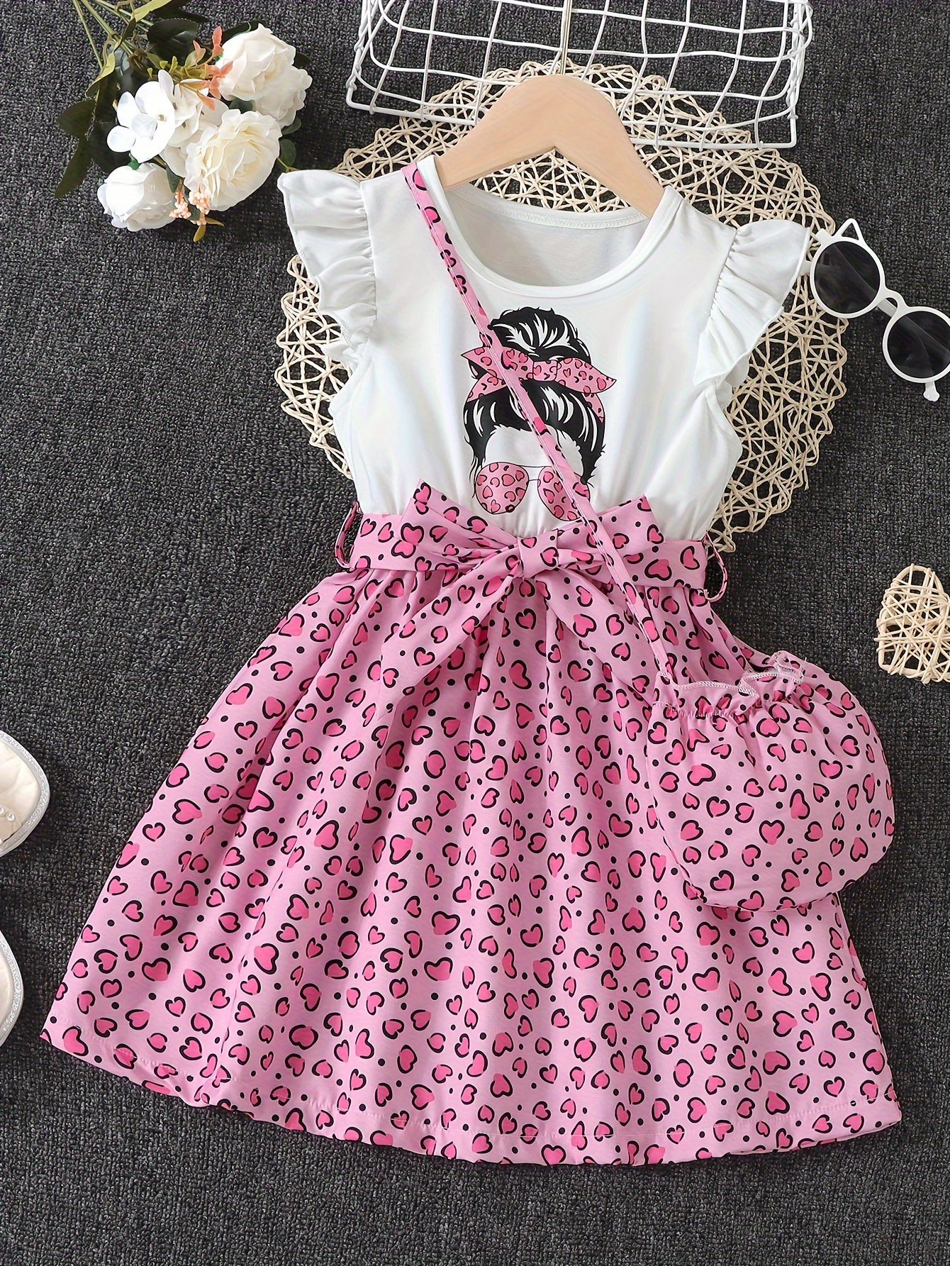 Elegant Splicing Cartoon Girl Graphic Leopard - Temu Philippines