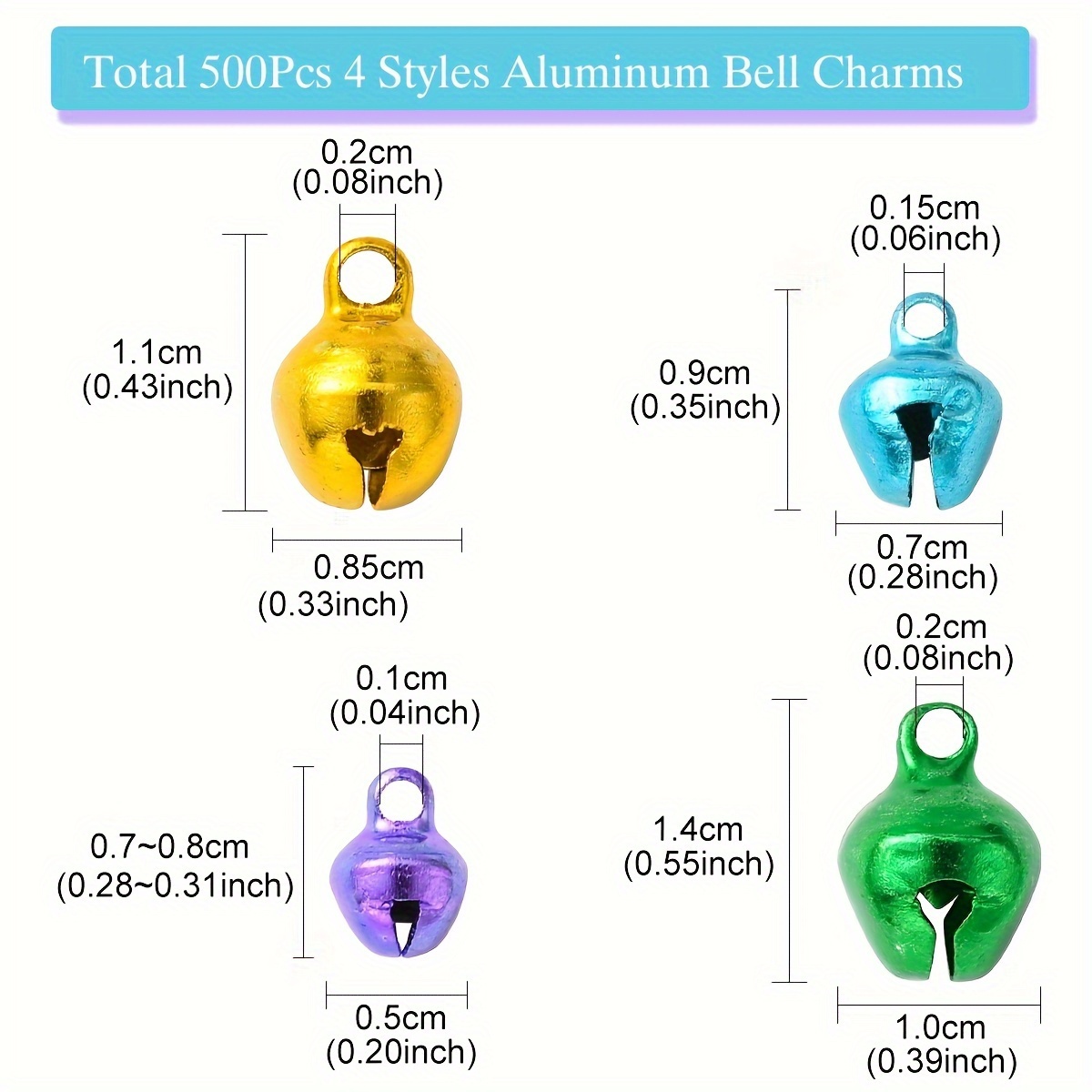 aluminum multi size random mixed style small bell pendant - Temu Australia