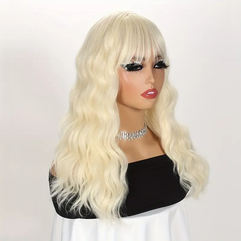 Long Wavy Wig Bangs Synthetic Wig Beginners Friendly Heat Temu Canada