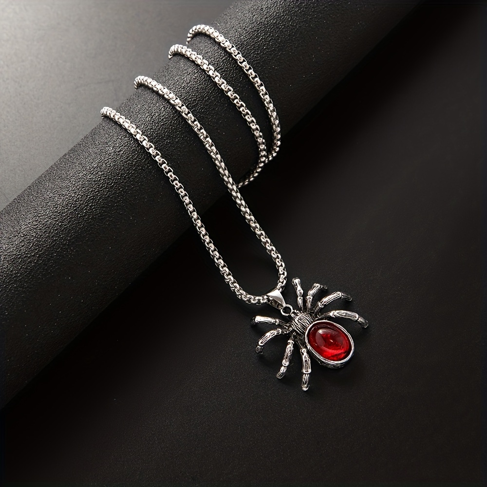 Exquisite Red And Black Gemstone Spider Pendant Necklace - Temu United ...