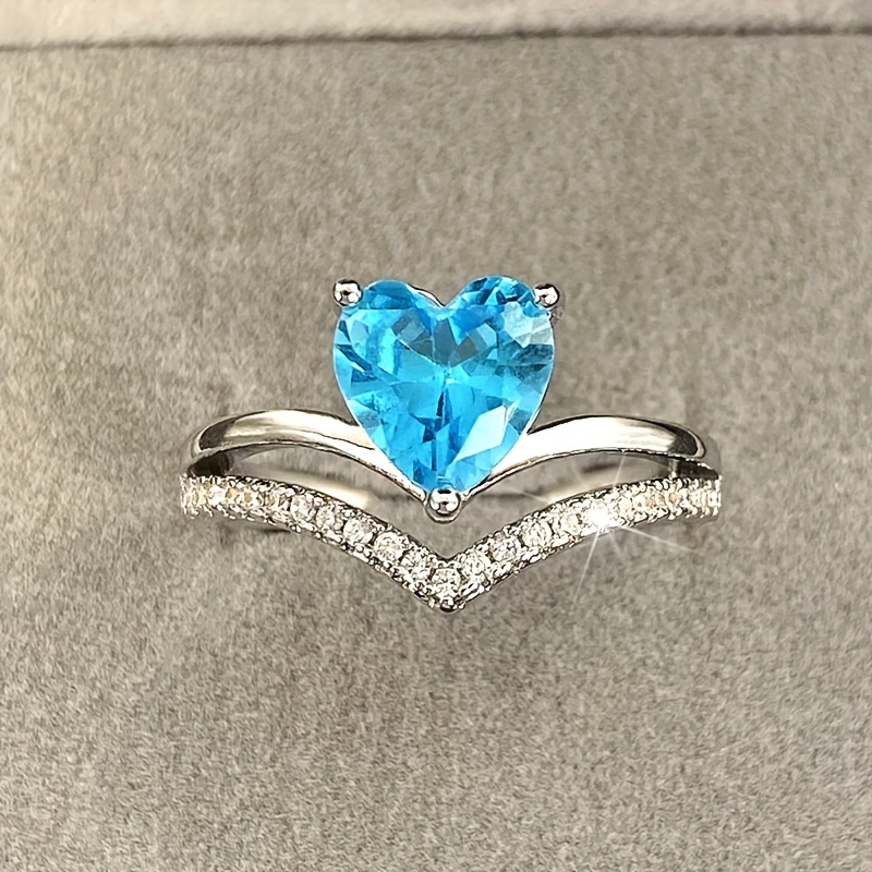 Exquisite Promise Ring Trendy Heart Design Silver Plated - Temu United ...