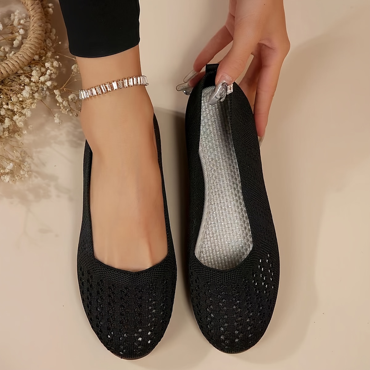 Womens Solid Color Casual Flats Slip Soft Sole Breathable - Temu United ...