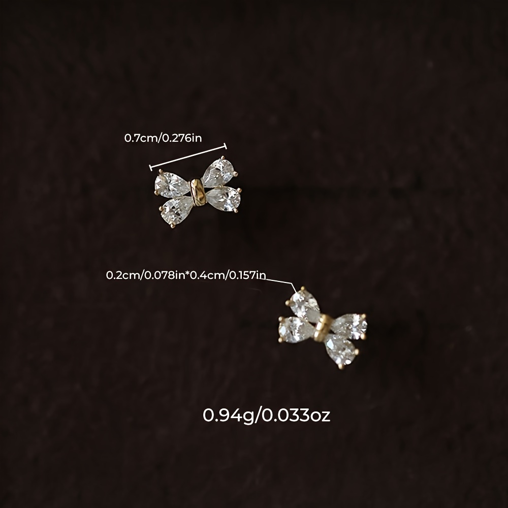Mini Bow Design Stud Earrings 925 Sterling Silver - Temu United Kingdom