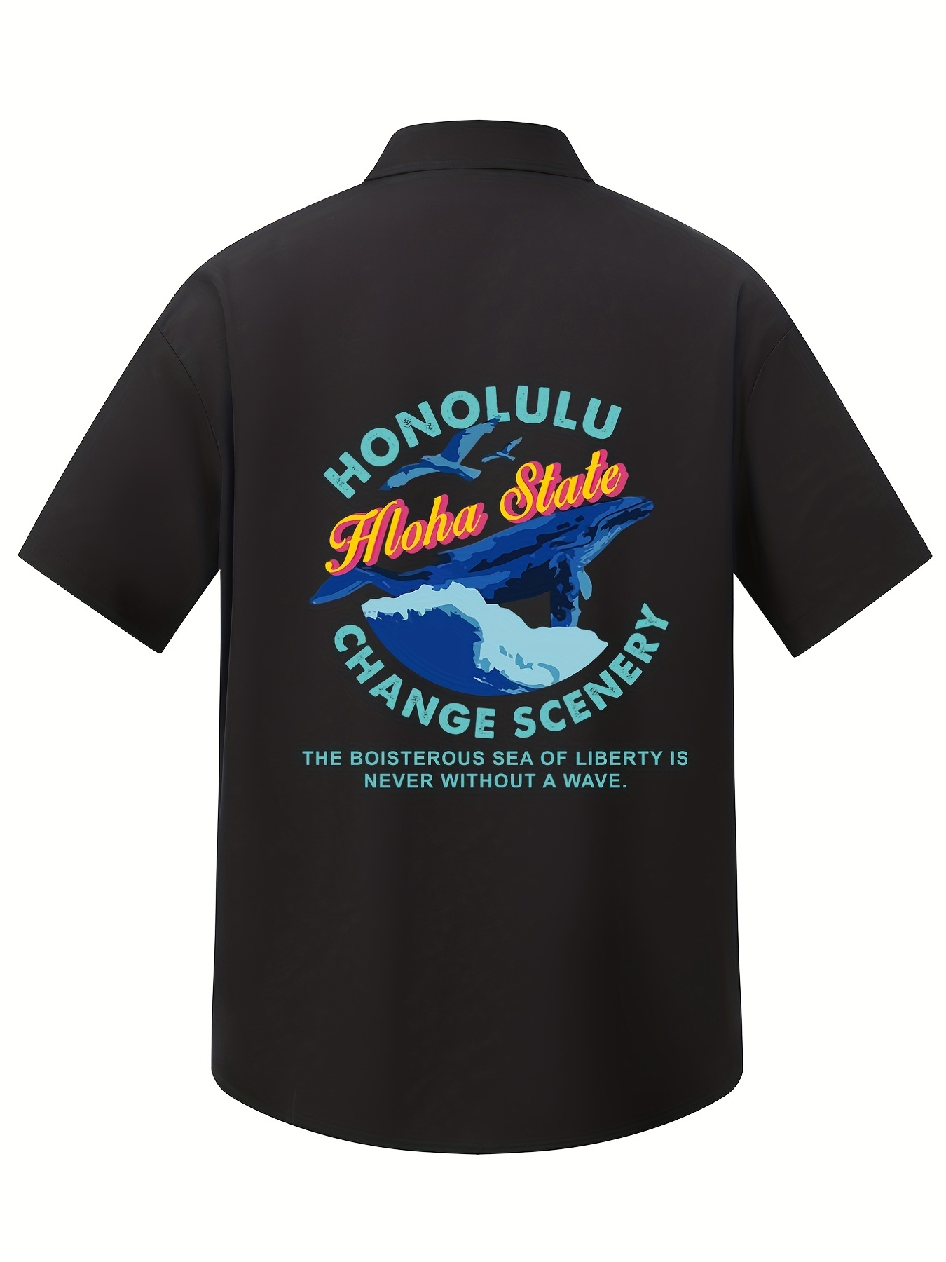 Plus Size Lapel Mens Whale Pattern Element Back Print Temu Australia