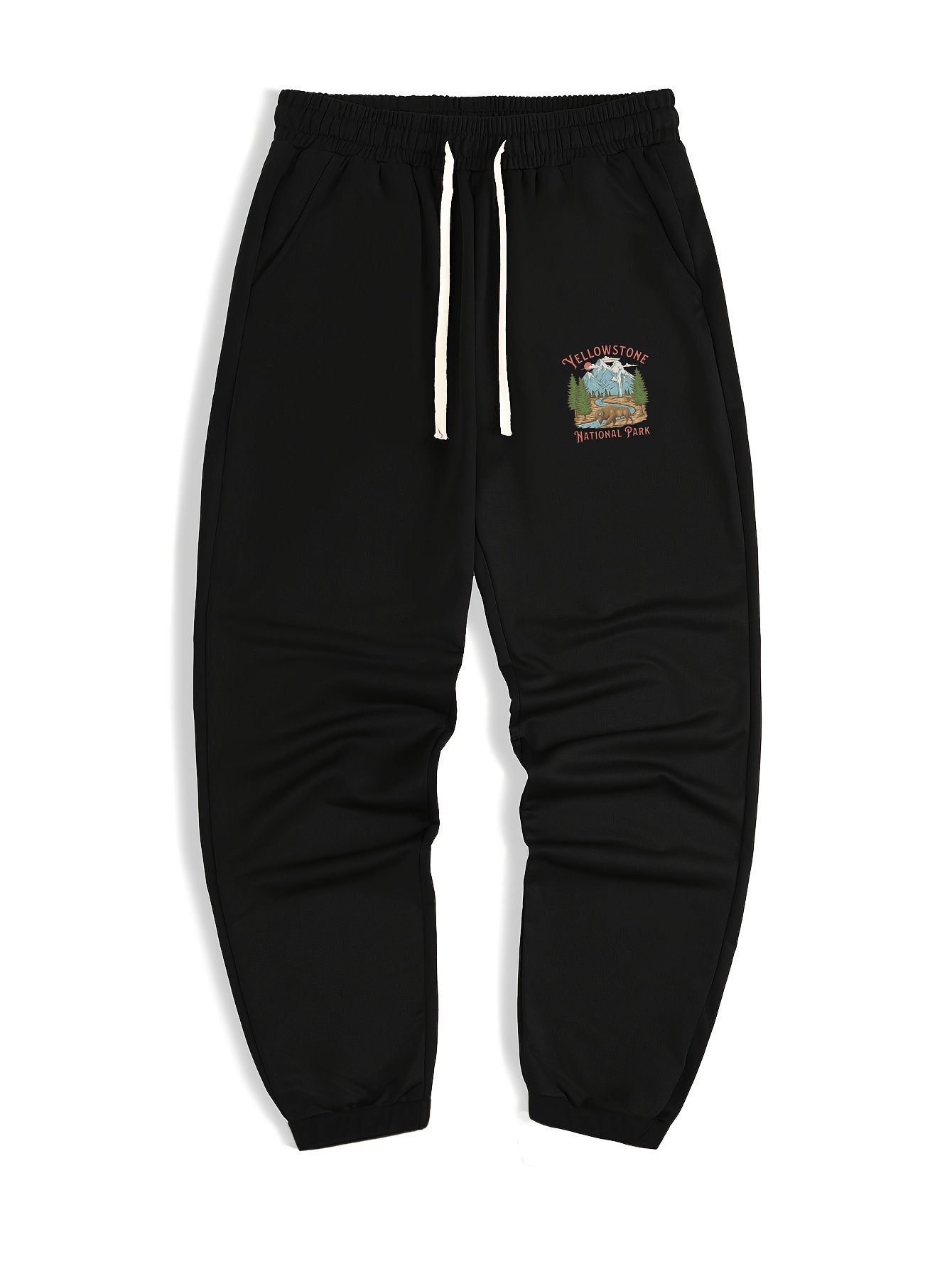 Men's Solid Color Pants Mountain Tree Animals Print - Temu Ireland