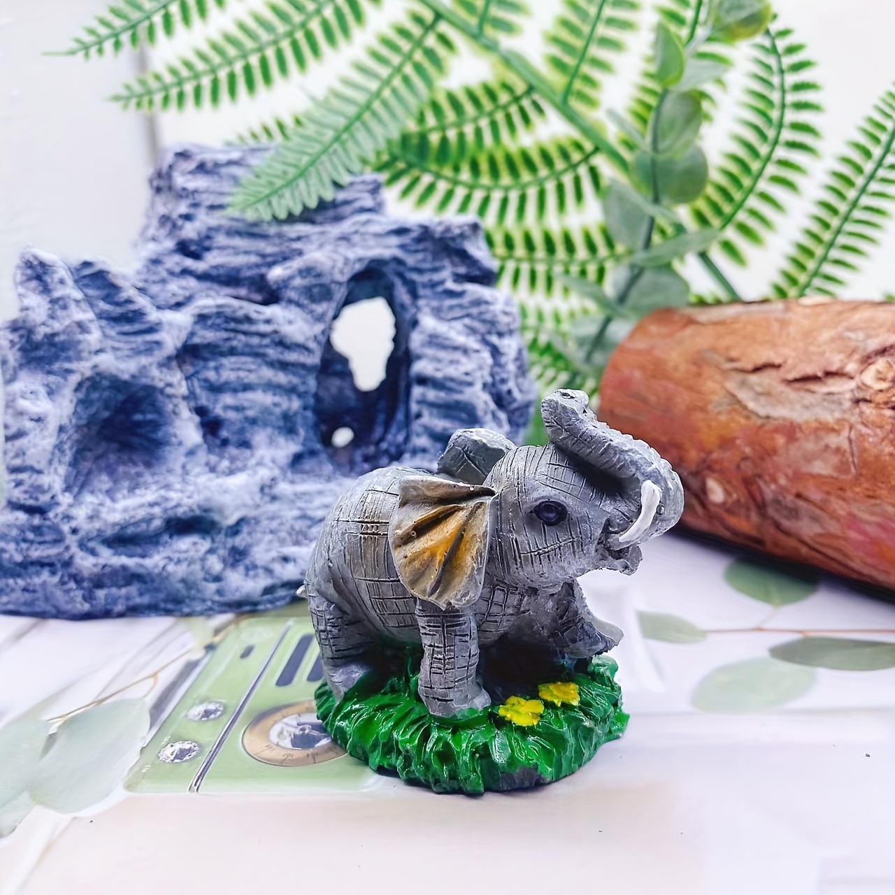 Mini Simulation Elephant Resin Statue Micro Landscape - Temu Australia