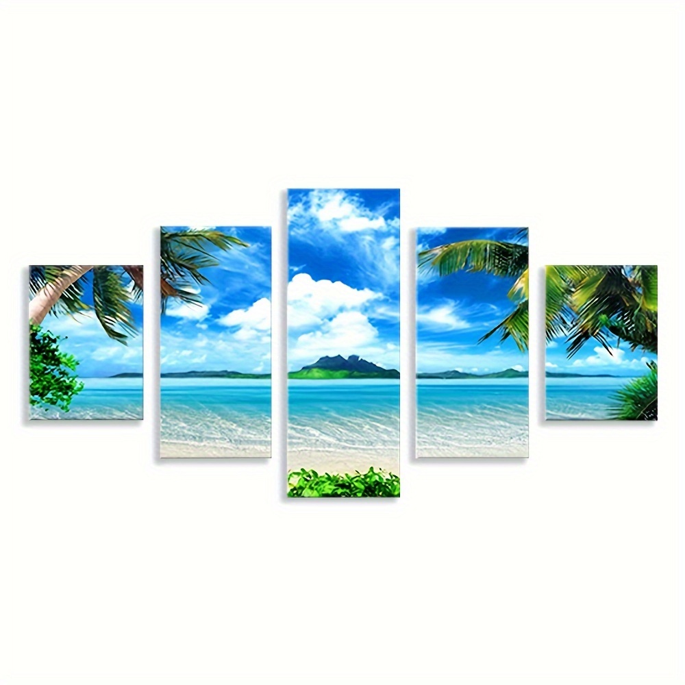 Modern Gallery Wrapped Pretty Landscape Blue Ocean Beach - Temu Canada