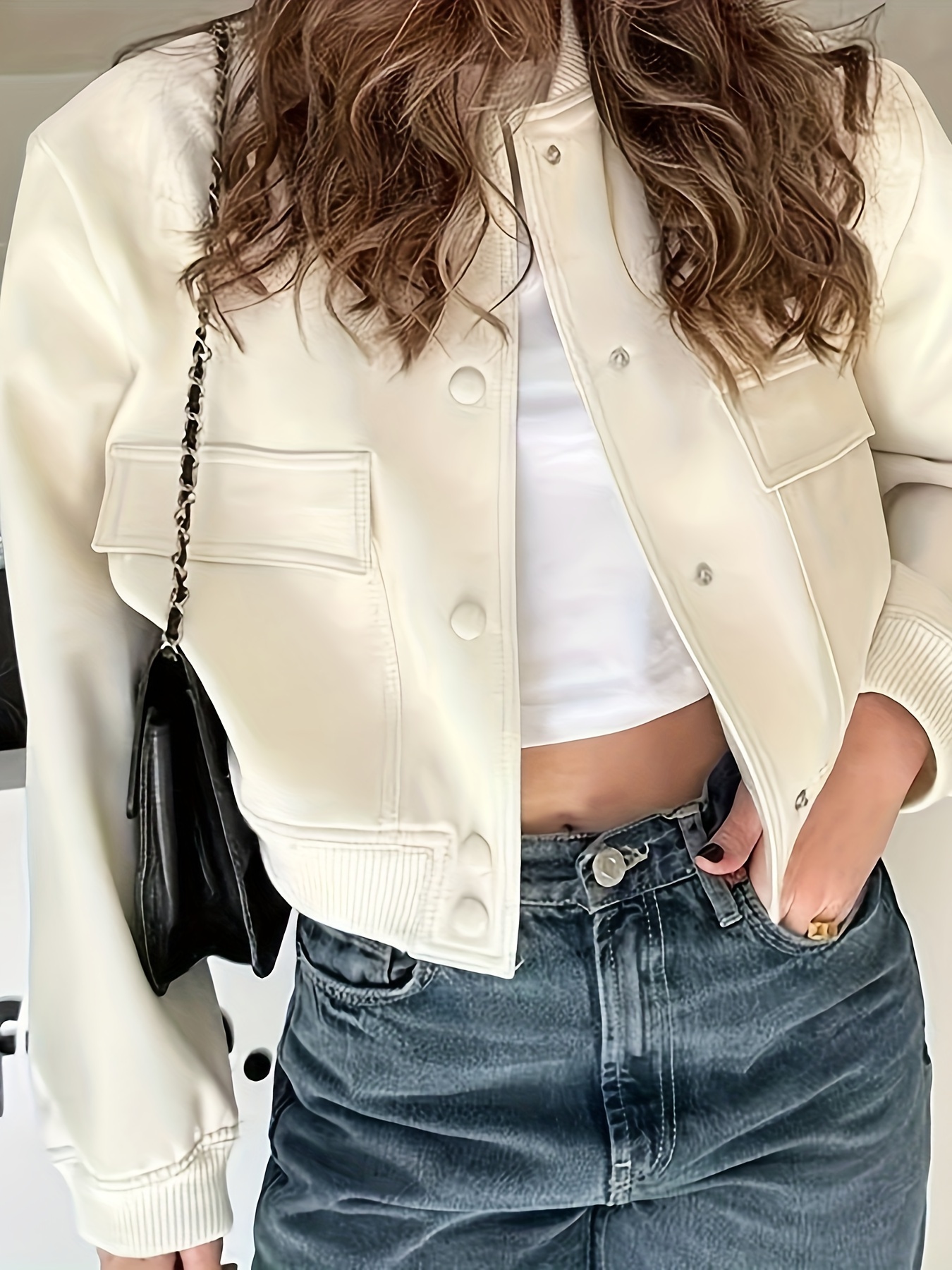 Solid Button Front Jacket Casual Long Sleeve Fall Winter - Temu Australia