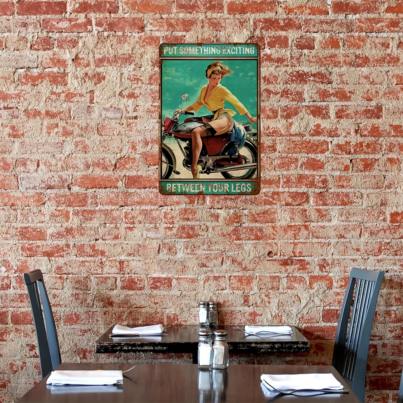 Motorcycle Pinup Girl Put Exciting Metal Tin Signs - Temu United