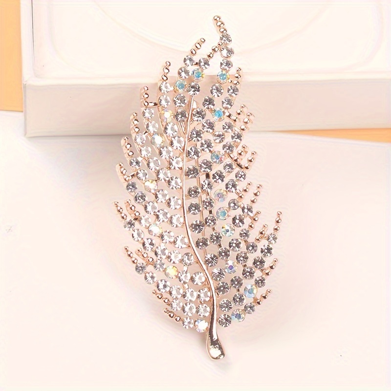 High end Rhinestone Lapel Pin Feather Shaped Badge Women - Temu United ...