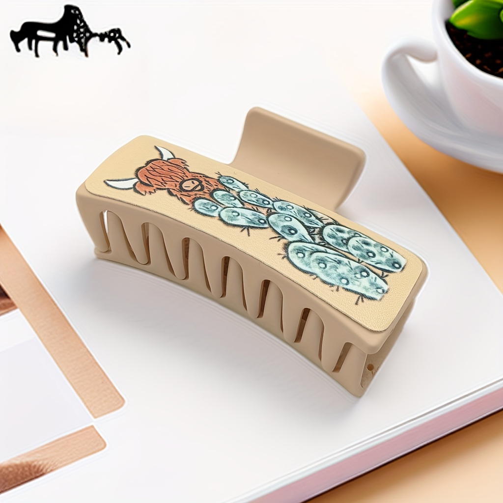 Western Cowboy Style Pu Leather Hair Claw Clip Large Hair - Temu Australia