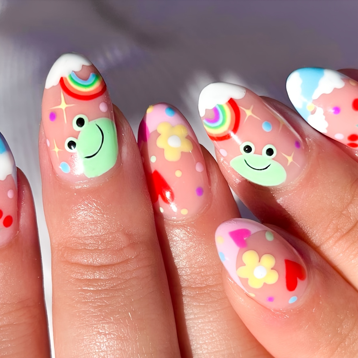 Valentine's Day Series Nails Red Heart Cute Cartoon - Temu Denmark