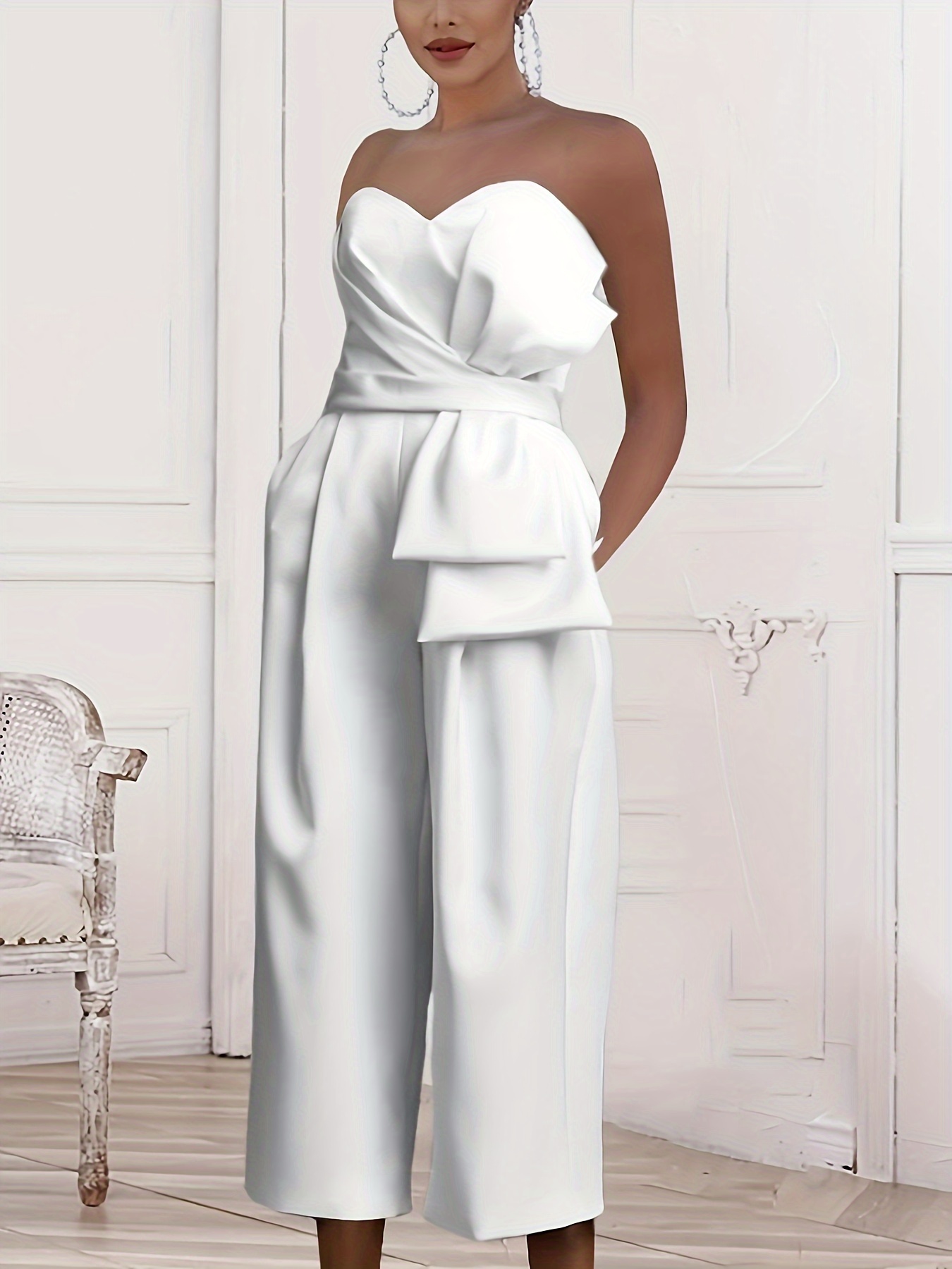 Plus Size Strapless Wide Leg Jumpsuit Elegant Sleeveless Temu Canada