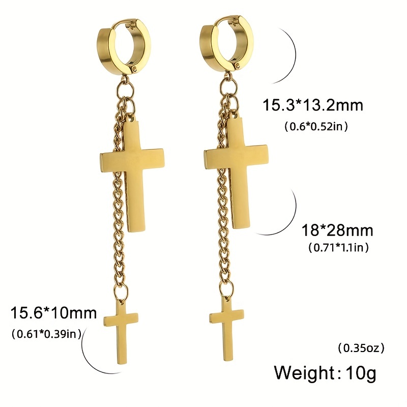 Double Glossy Cross Chain Design Dangle Earrings Bohemian Simple Style ...