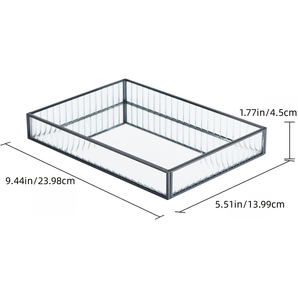 Glass Storage Tray Goldrn/silvery/black Metal Edge Wine - Temu New Zealand