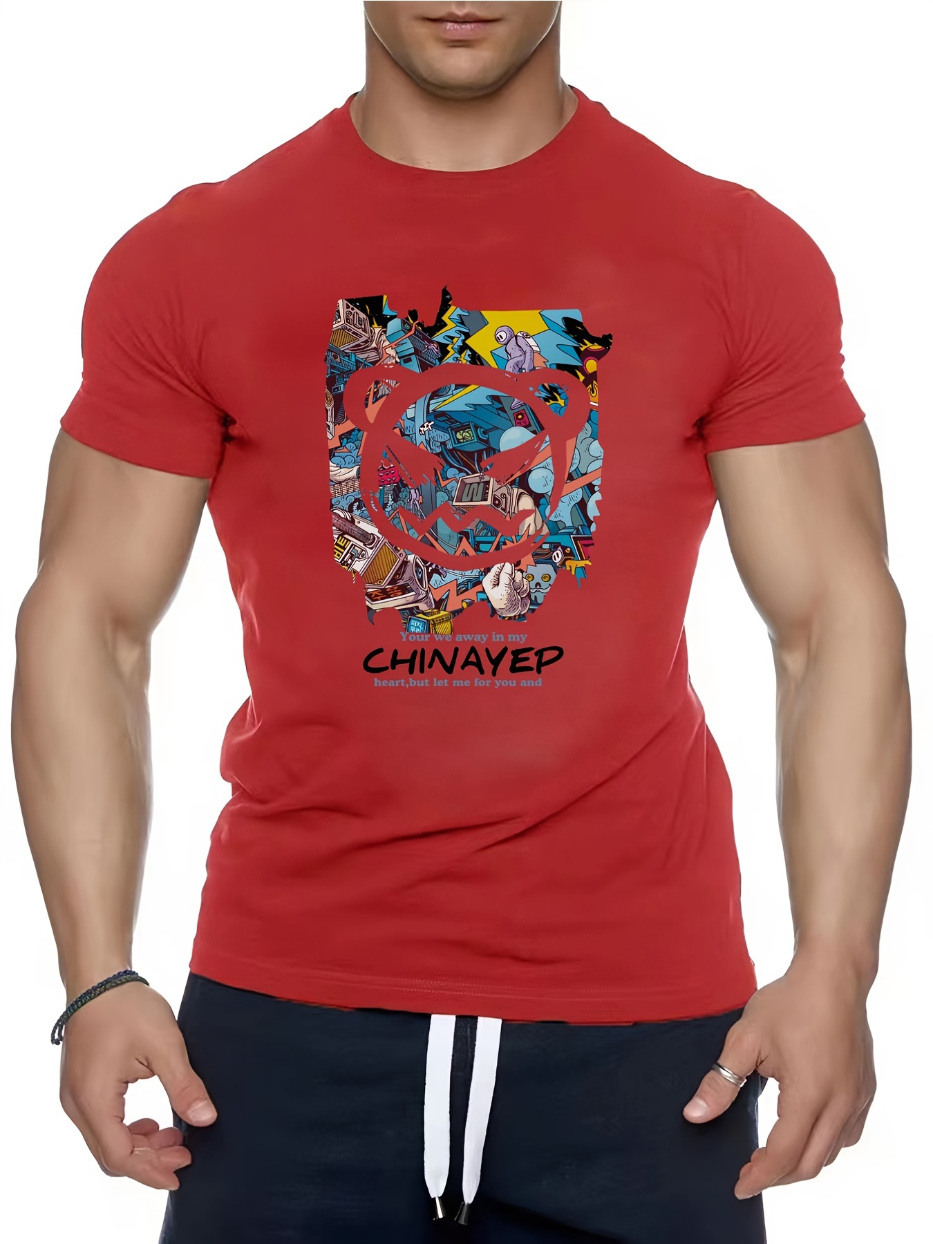 Cartoon Bear Pattern T shirt Men's Casual Street Style - Temu Ireland