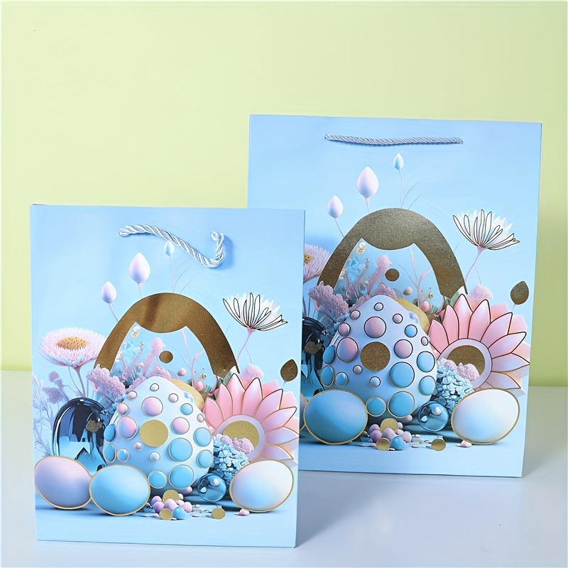 Easter White Card Gift Bag Blue Easter Egg Paper - Temu Australia