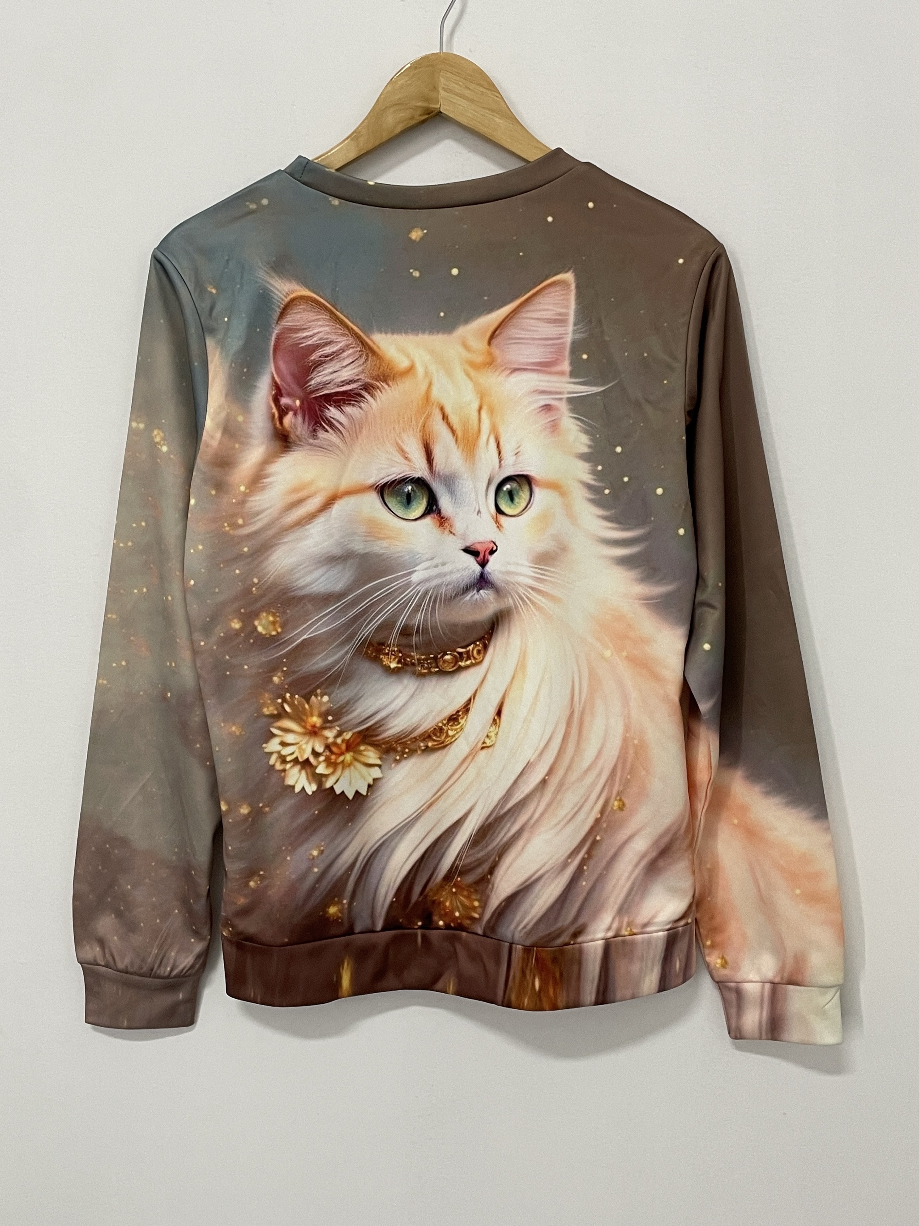 Cat Print Pullover Sweatshirt Casual Long Sleeve Crew Neck - Temu Australia