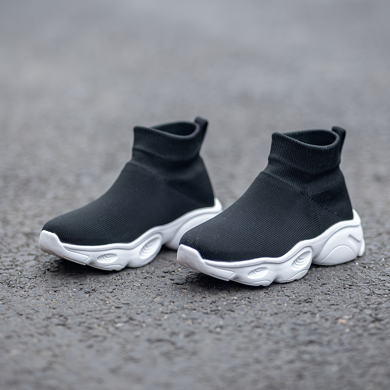 Boy's Trendy Solid Woven Knit Breathable Sock Shoes Comfy - Temu