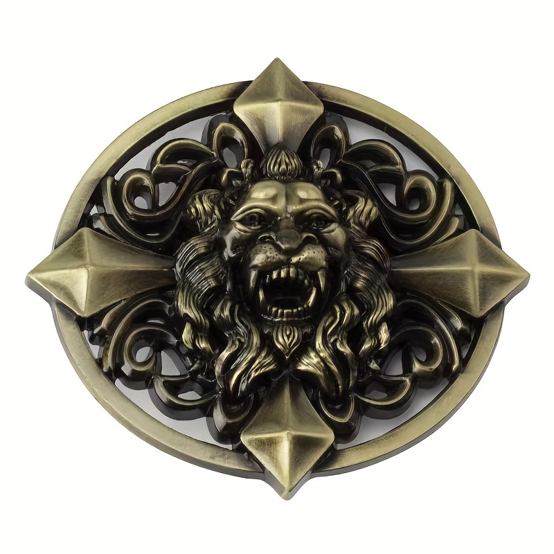 Lion Head Versatile Belt Buckle Western Cowboy Punk Style - Temu Canada