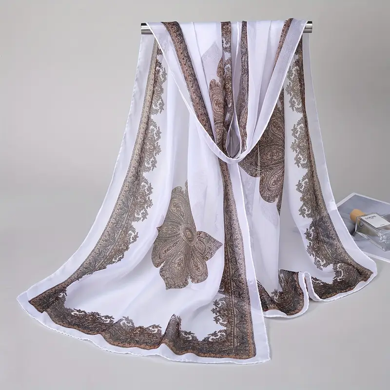Lightweight Chiffon Scarf Paisley Print Long Yarn Shawl Boho Temu