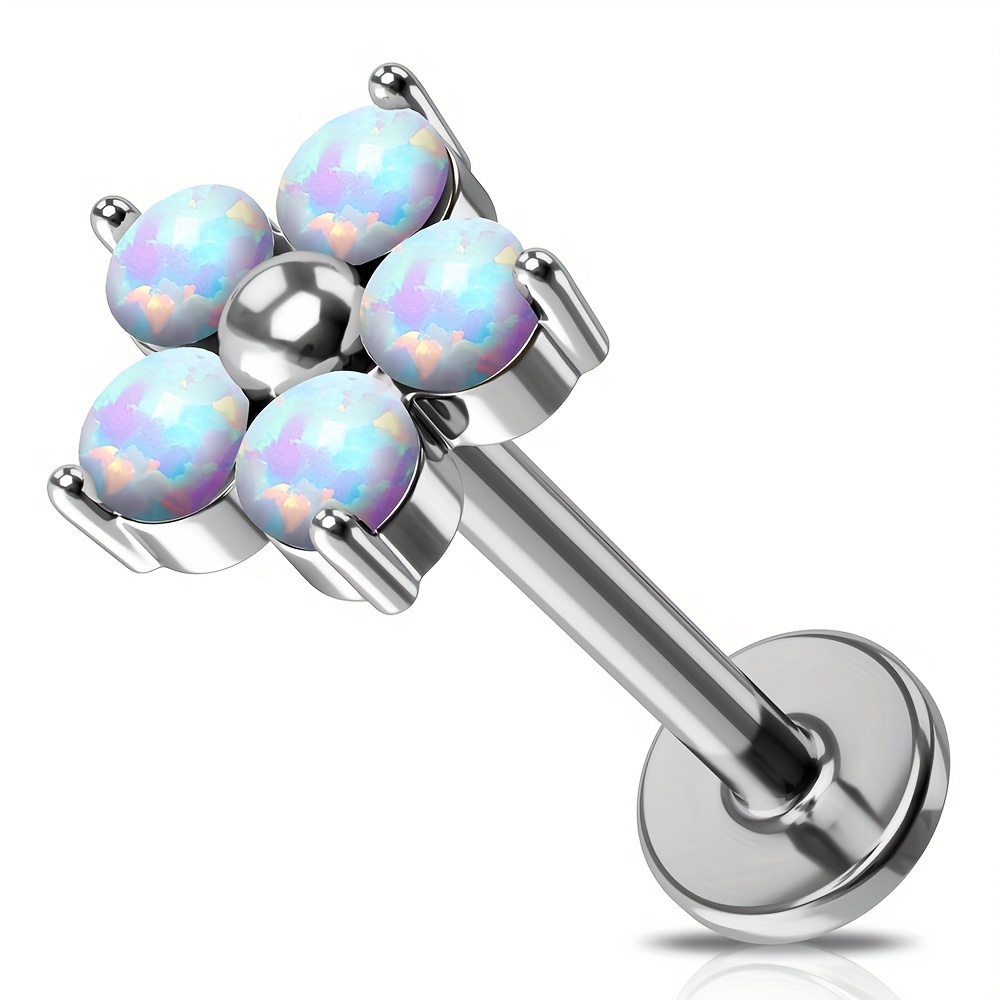 Stainless Steel Labret Lip Ring Cubic Zircon Flower - Temu United Kingdom