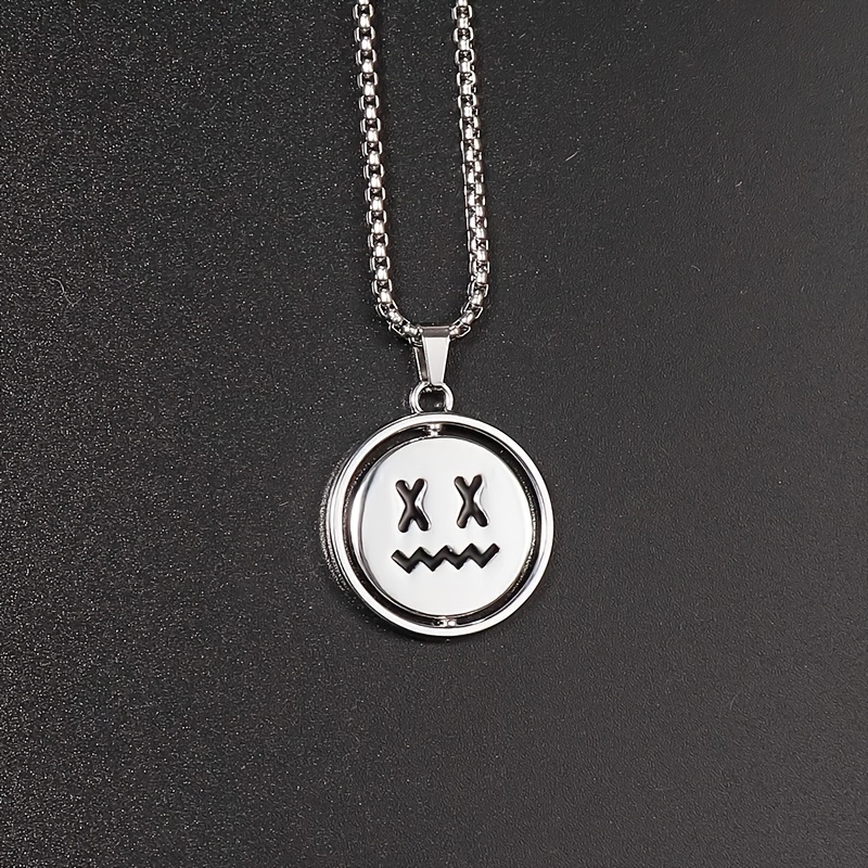 Titanium Steel Face Expression Pendant Necklace Sweater - Temu United ...