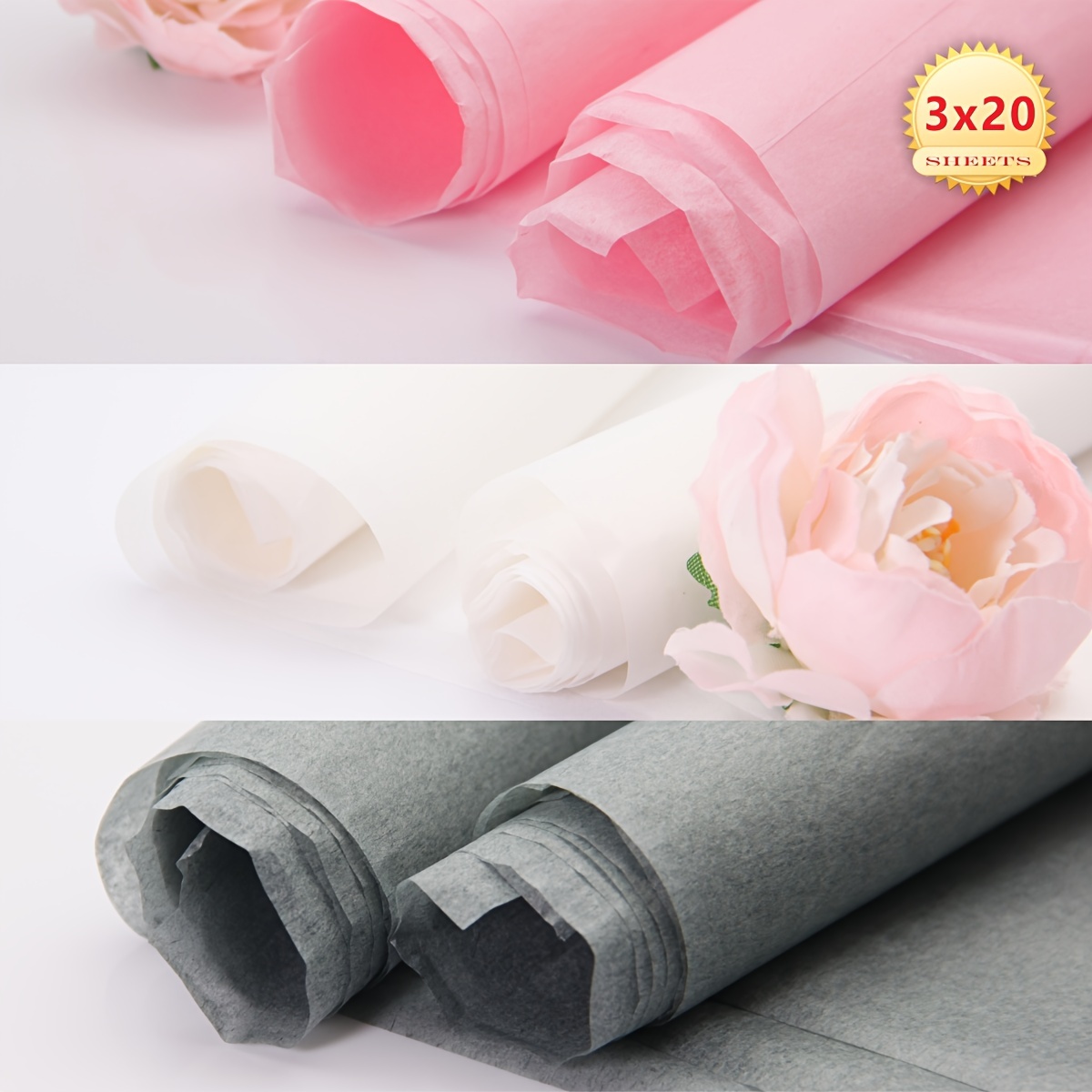 Premium Quality Gift Wrapping Paper Gray Pink White Assorted - Temu ...