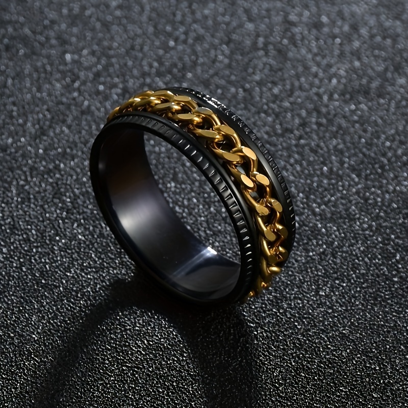 Stainless Steel Chain Rotating Ring Biker Jewelry Gift - Temu United ...