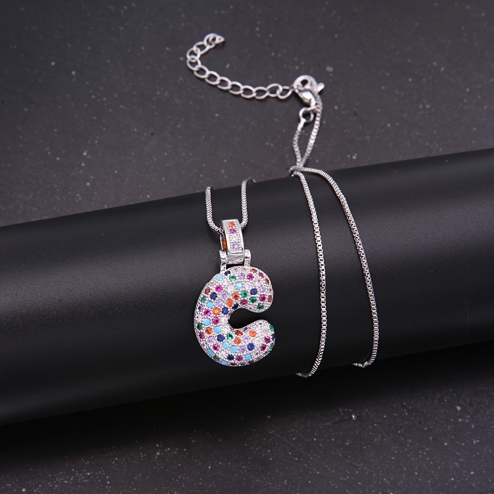 26 Letter Colorful Zircon 18k Gold Plated Pendant Necklace - Temu ...
