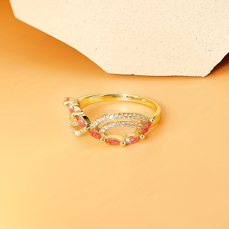 Inlaid Shiny Zircon Copper Band Ring Niche Design Finger - Temu United ...