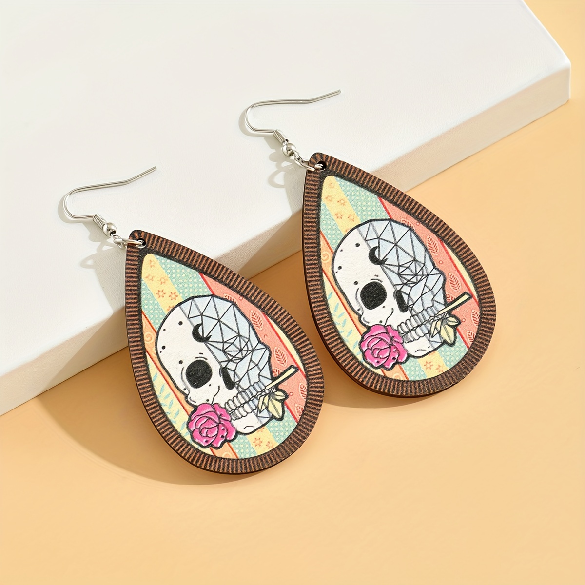 Droplet Shape Colorful Skull Pattern Creative Dangle - Temu United Kingdom
