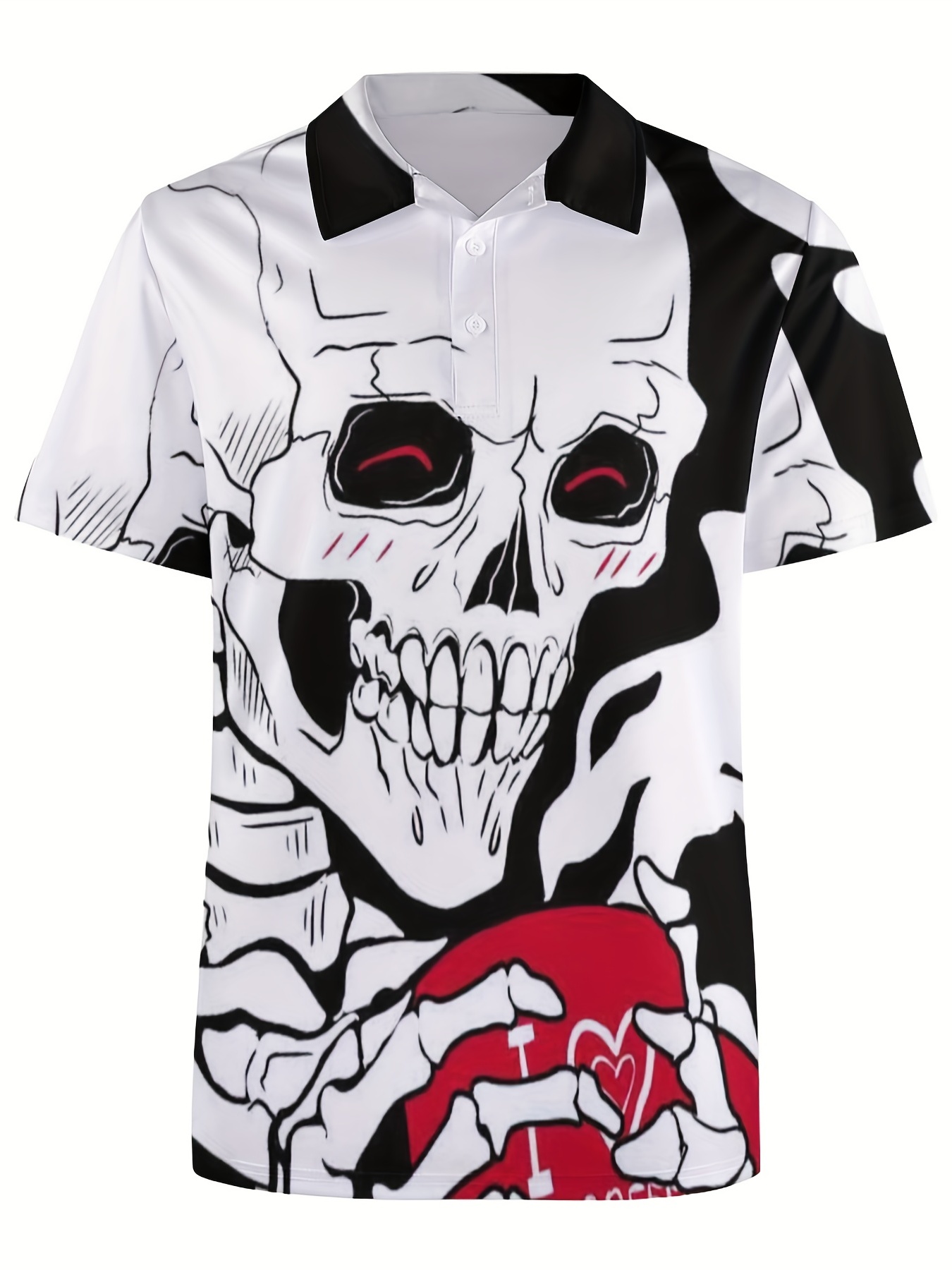 Smiling Skeleton Casual Slightly Stretch Button Up Short - Temu