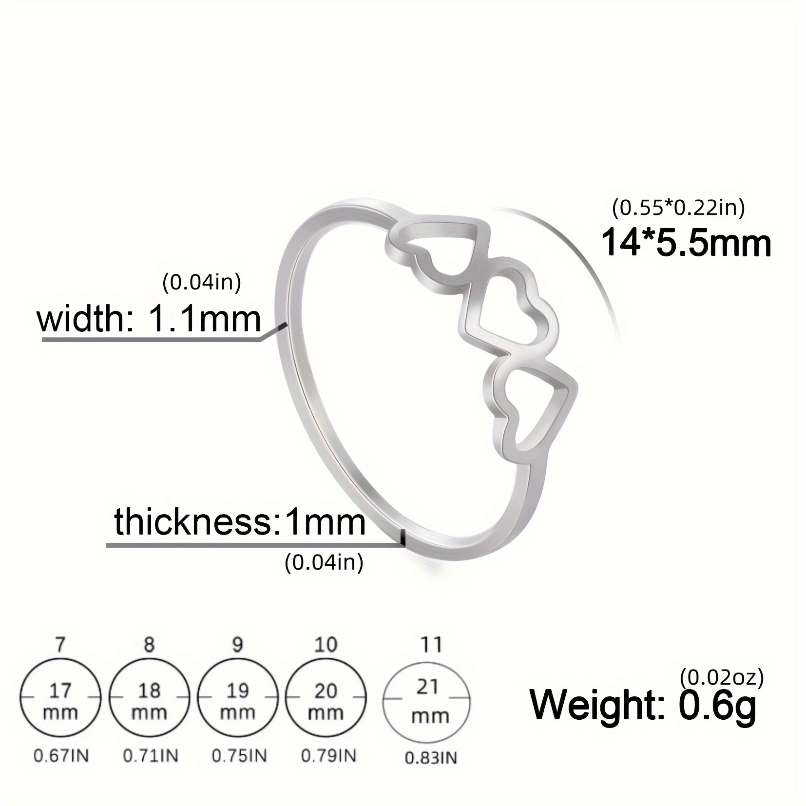 Fashion Three Heart Ring Stainless Steel Fashion Hollow - Temu Denmark