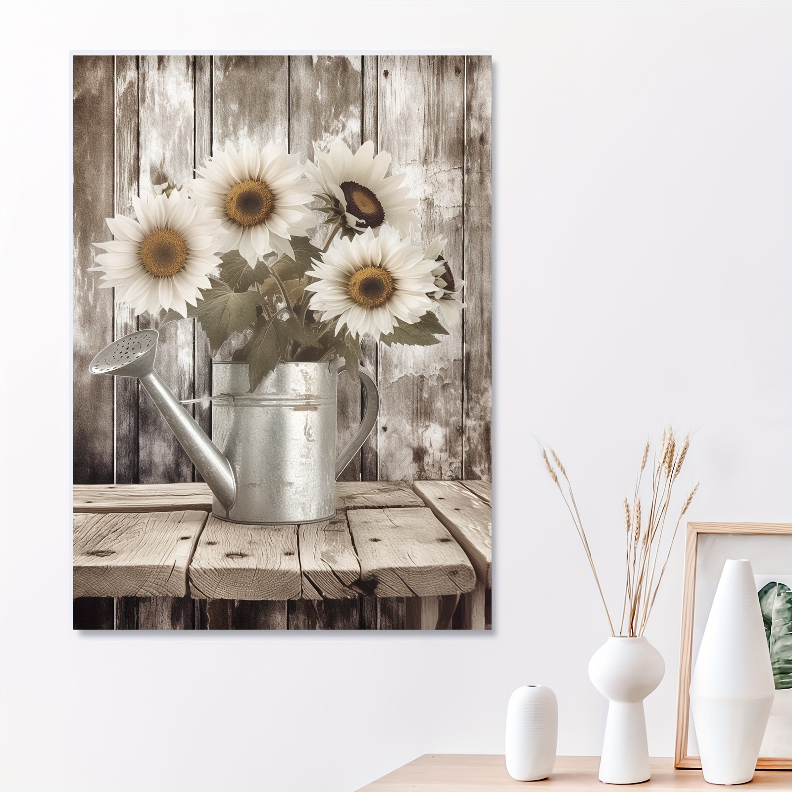 1pc rustic canvas print poster sunflowers canvas artwork wall painting ...