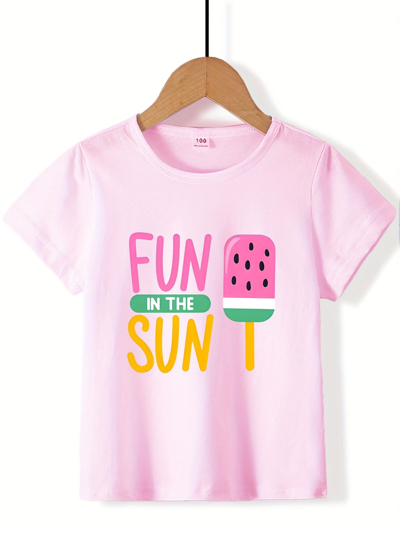 100% Cotton Fun In Sun Print Short Sleeve T shirt Comfy - Temu Denmark