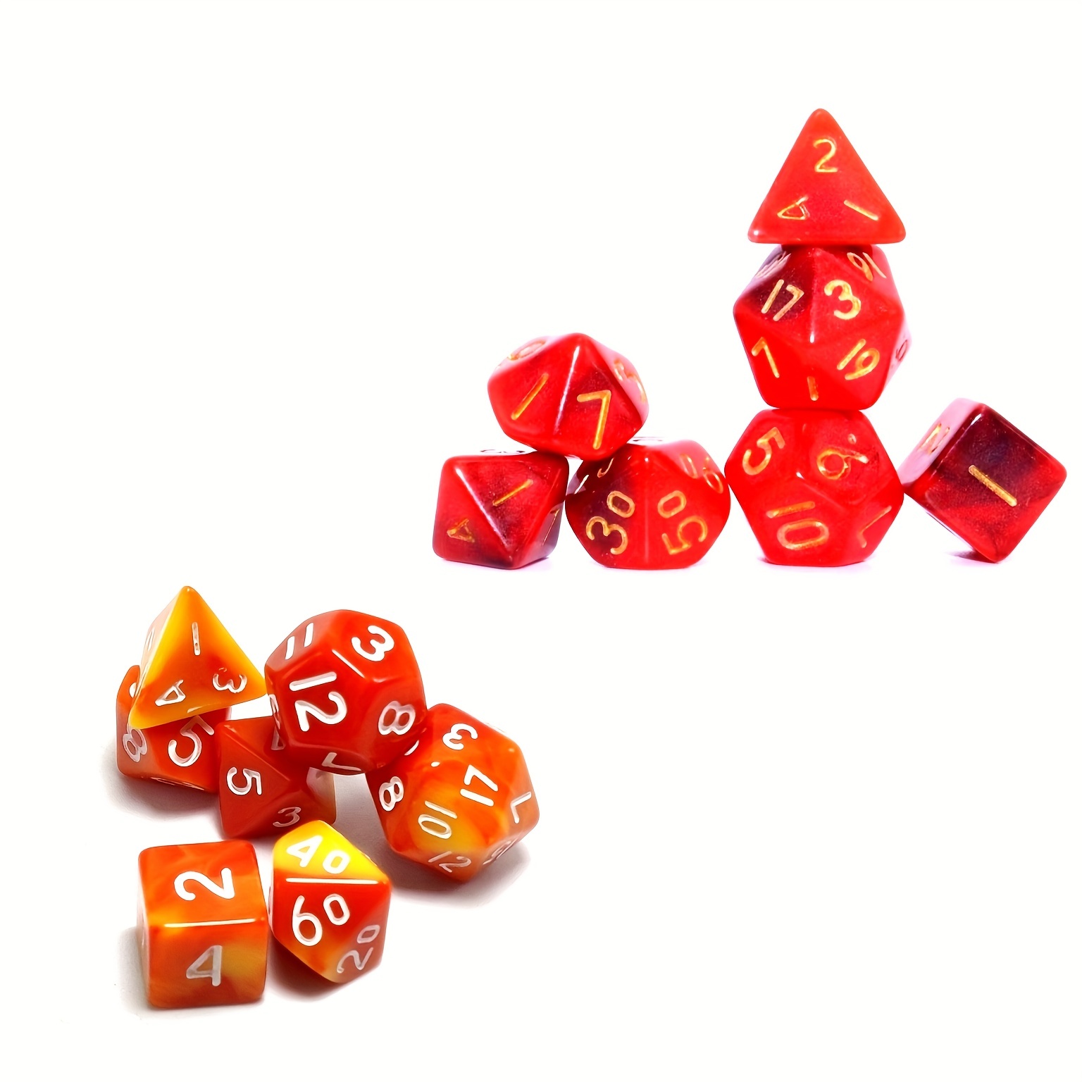 Double Set Mini Dice Set Two Color Dice Orange Yellow Set - Temu United