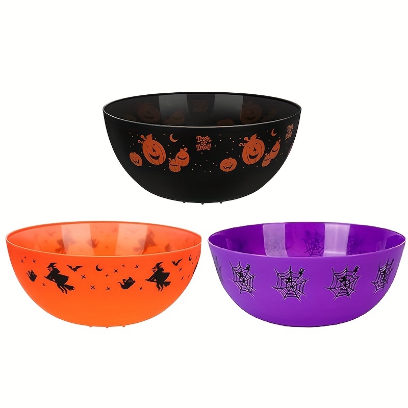 3pcs Halloween Candy Bowls Halloween Plastic Trick Or Treat Candy Bowls ...
