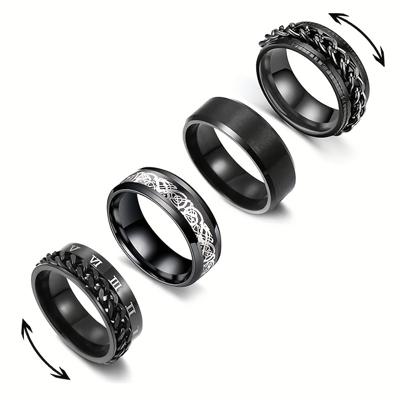 Fashionable 316 Stainless Steel Men's Ring Sets Multiple - Temu United ...