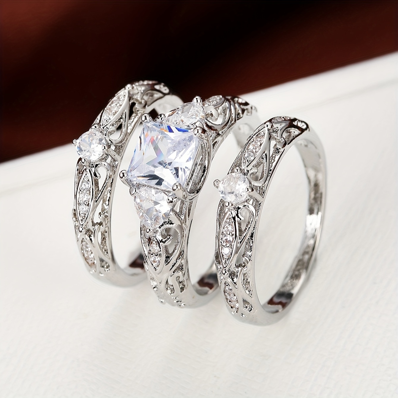 Vintage Stacking Rings 18k Plated Paved Shining Zirconia - Temu United ...