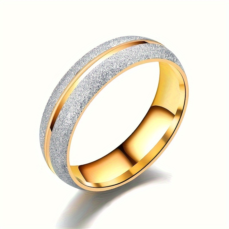 18k Gold Plated Stainless Steel Frosted Ring Inlaid Cubic - Temu United ...