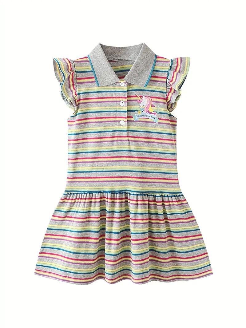Button Sleeveless Dress Girls Cartoon Unicorn V neck Kids - Temu Australia Button Sleeveless Dress Girls Cartoon Unicorn V neck Kids - Temu Australia