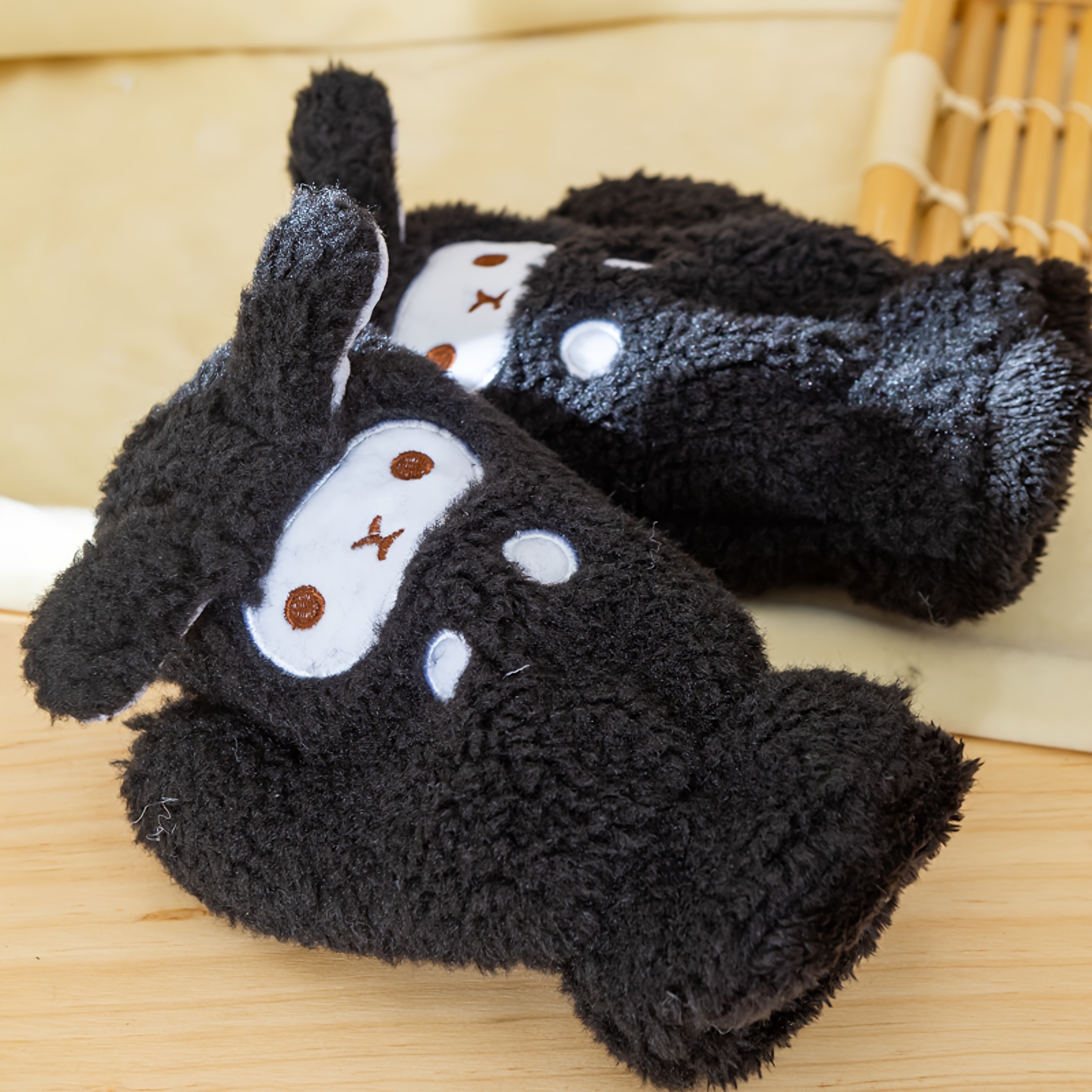 Cute Cartoon Embroidered Mittens Short Thickened Warm Plush - Temu Canada