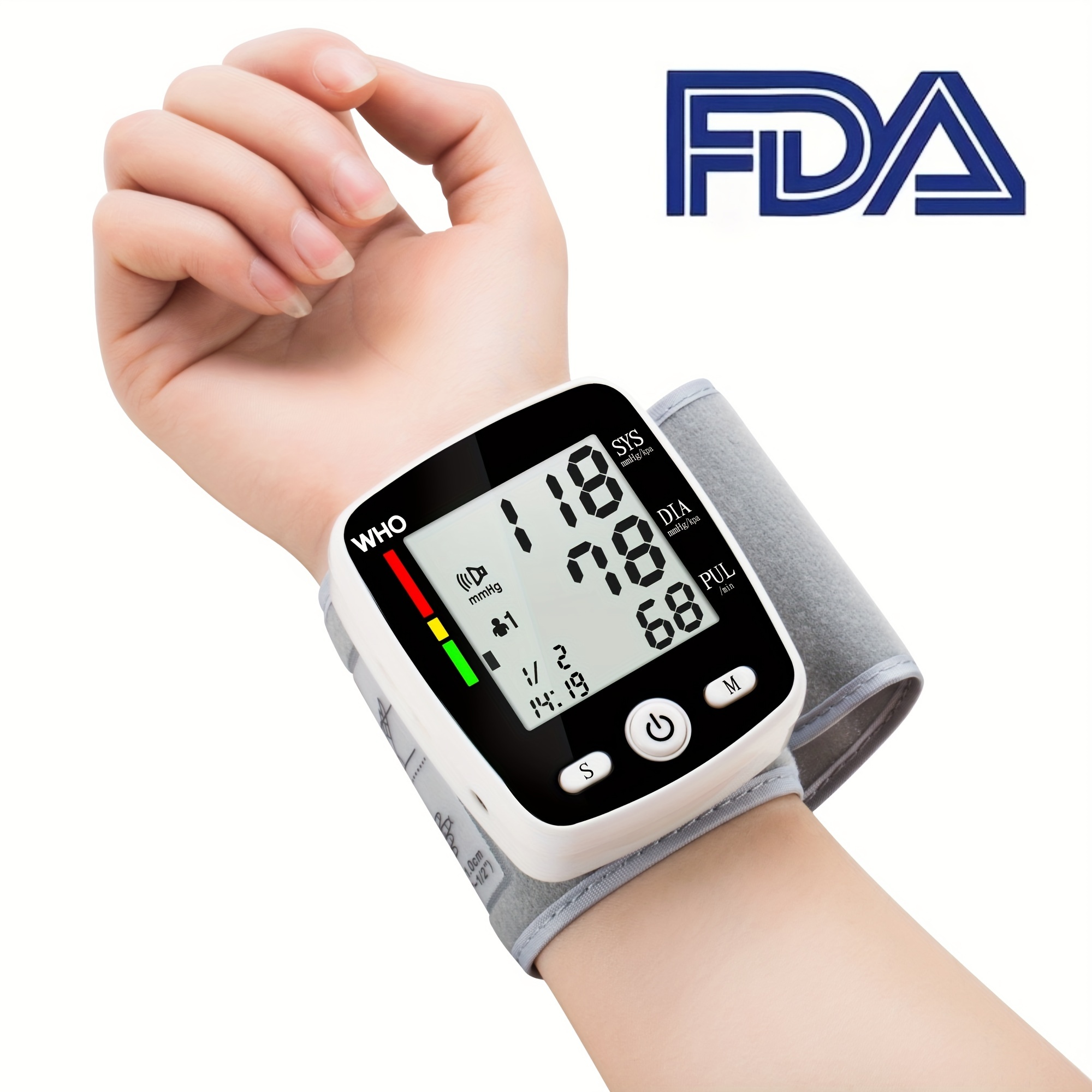 Wrist Blood Pressure Monitor With Voice Automatic Digital Bp Machine With Large Lcd Display ...