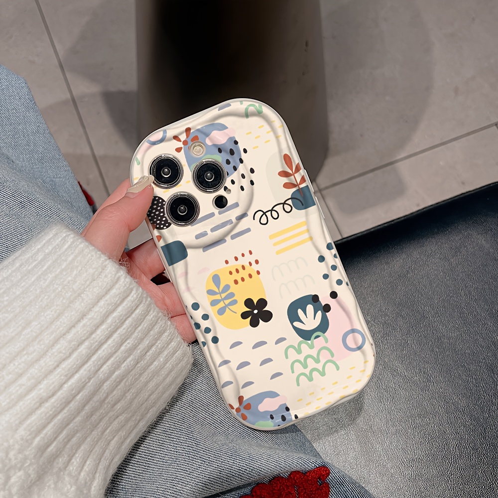 Phone Case Small Fresh Flower Print Creamy Edge Phone Case - Temu Portugal