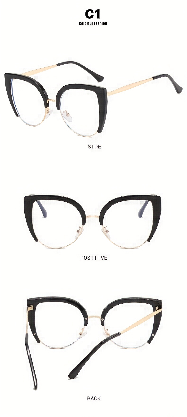 Large Cat Eye Clear Lens Glasses Fashion Computer Glasses - Temu