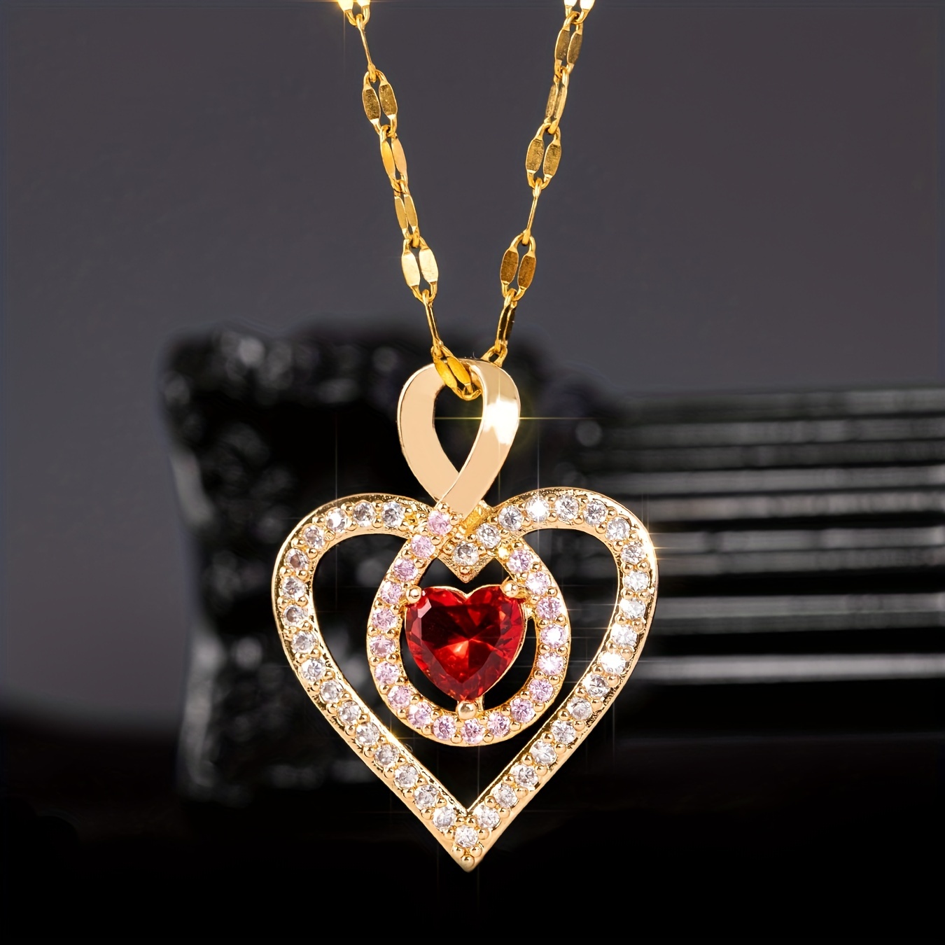 Exquisite Luxury Heart shaped Inlaid Zircon Pendant Necklace - Temu ...