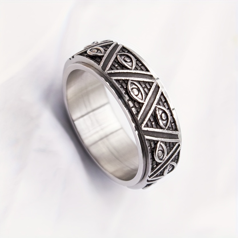 Personality Fashion Titanium Steel Evil Eye Rings Men - Temu United Kingdom