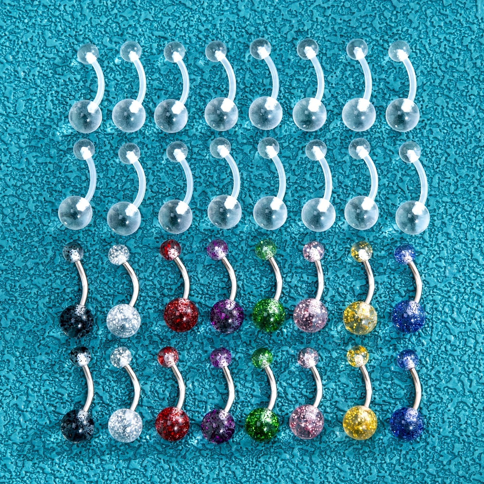 Acrylic Transparent Curved Barbell Belly Button Ring Set - Temu Australia