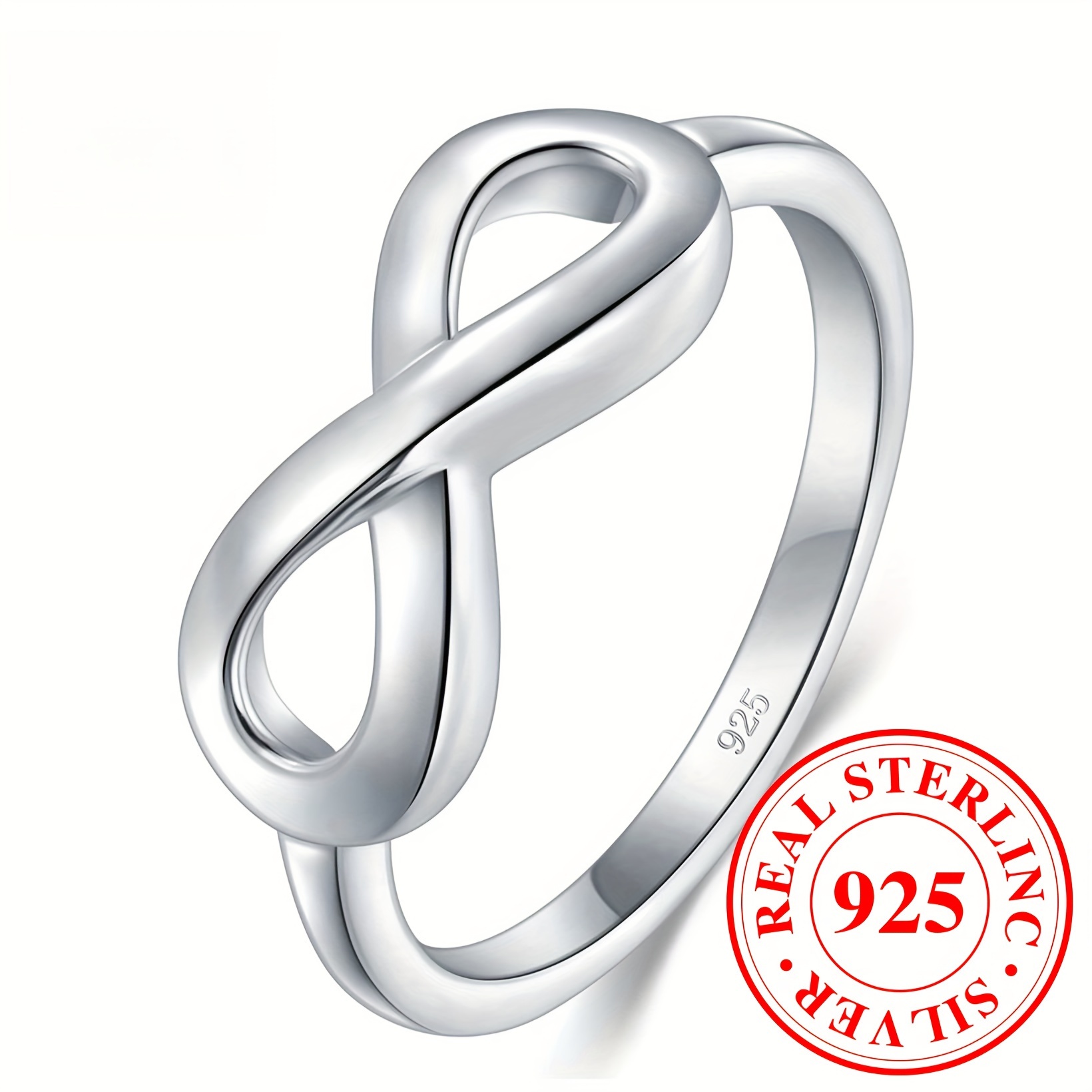 925 Sterling Silver Ring Trendy Infinity Design Polished - Temu United ...